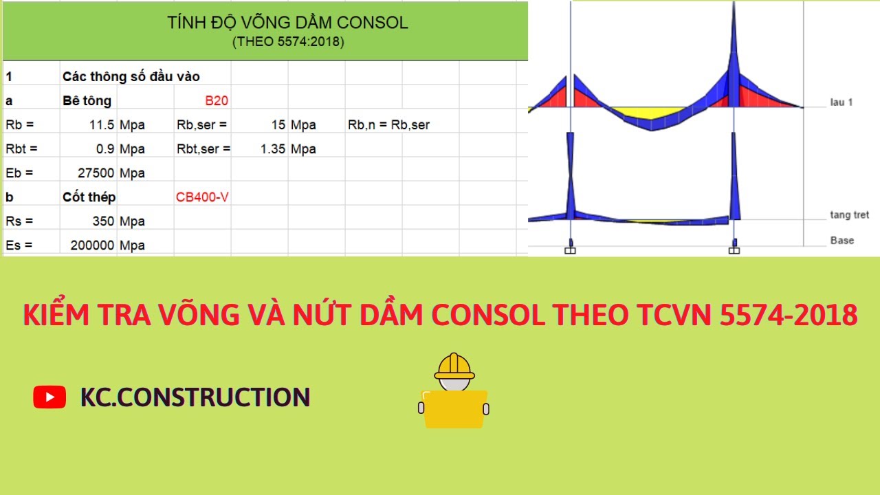 Kiểm tra võng và nứt dầm consol theo TCVN 5574-2018 - YouTube