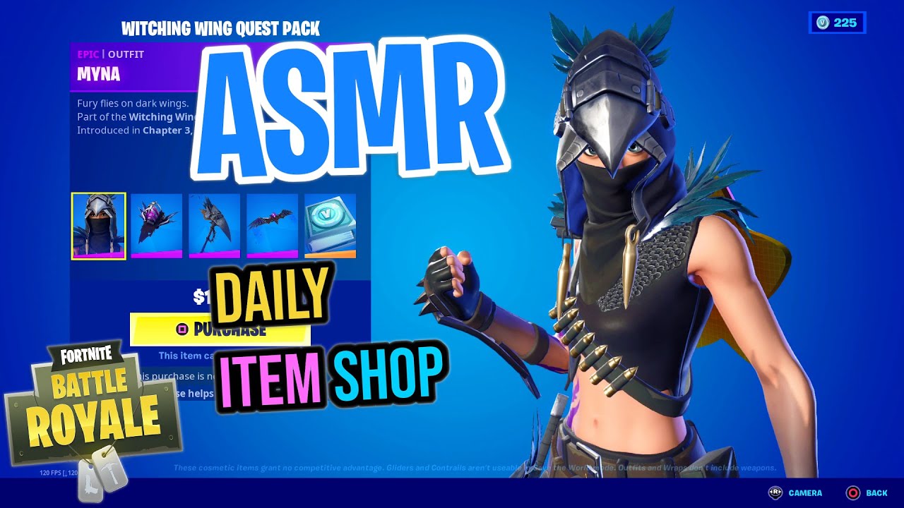 ASMR Fortnite NEW Myna Skin! Daily Item Shop 🎮🎧 Relaxing Whispering 😴💤 ...