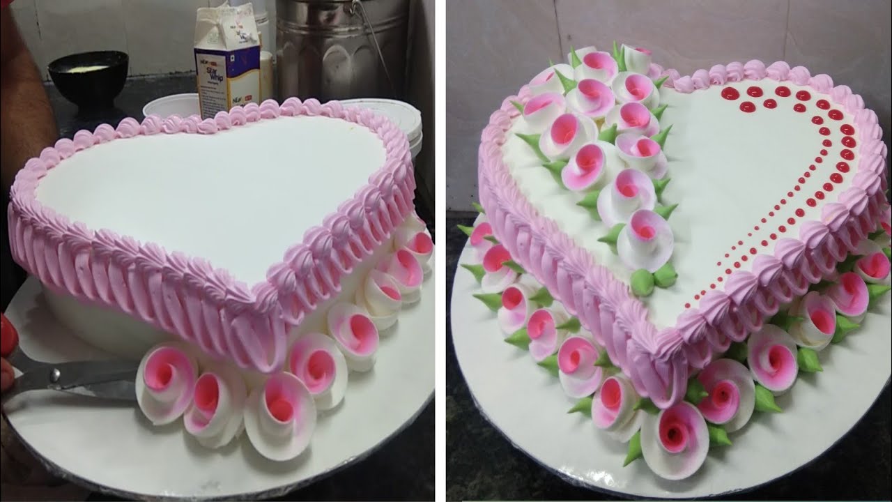 Heart Shape Engagement Cake Design |Engagement Cake Decorations |Love ...