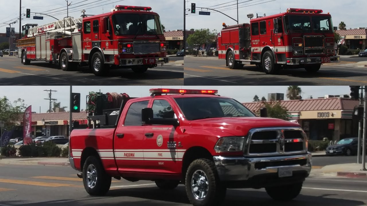 LAFD Light Force 98 and Plug Buggy 98 Responding - YouTube