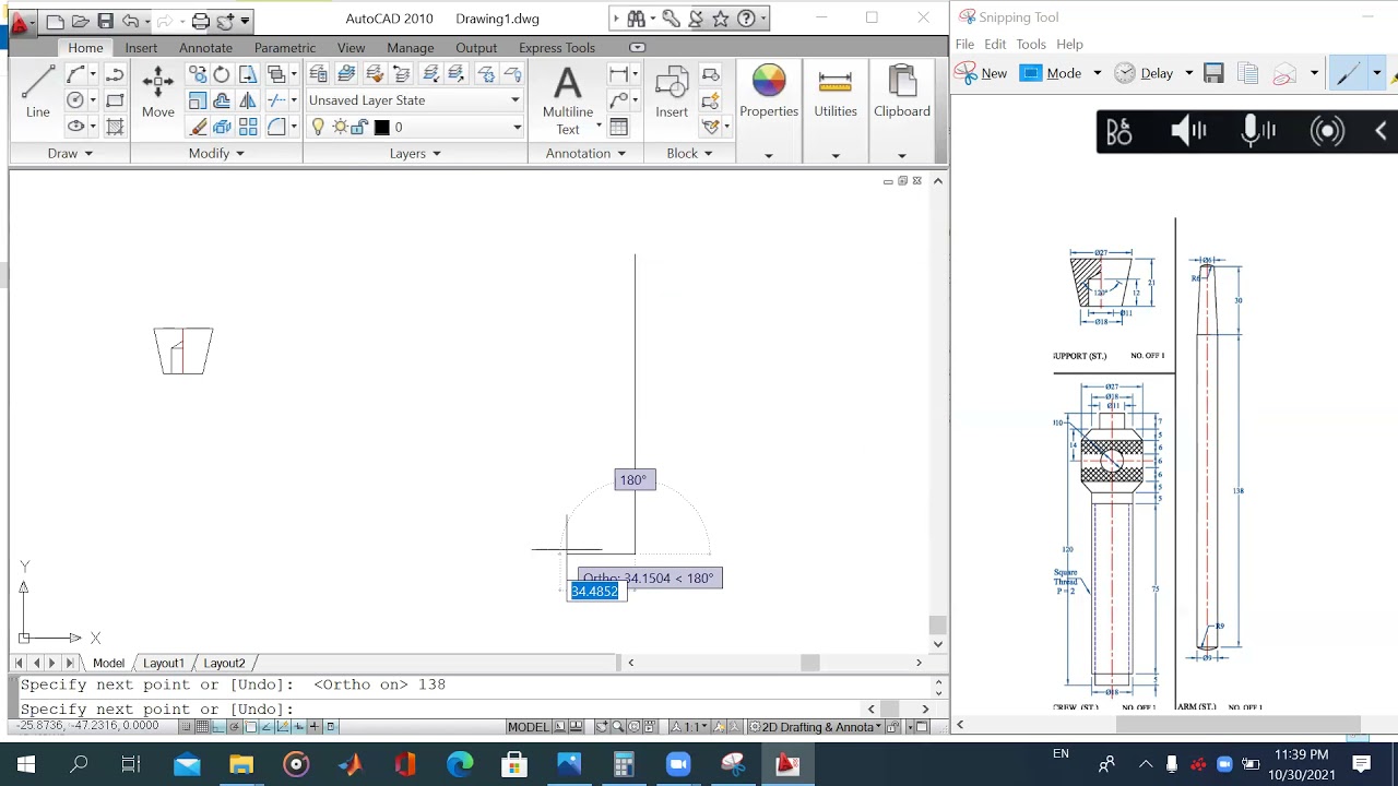 SCREW JACK 1 parts support and arm using AUTOCAD - YouTube