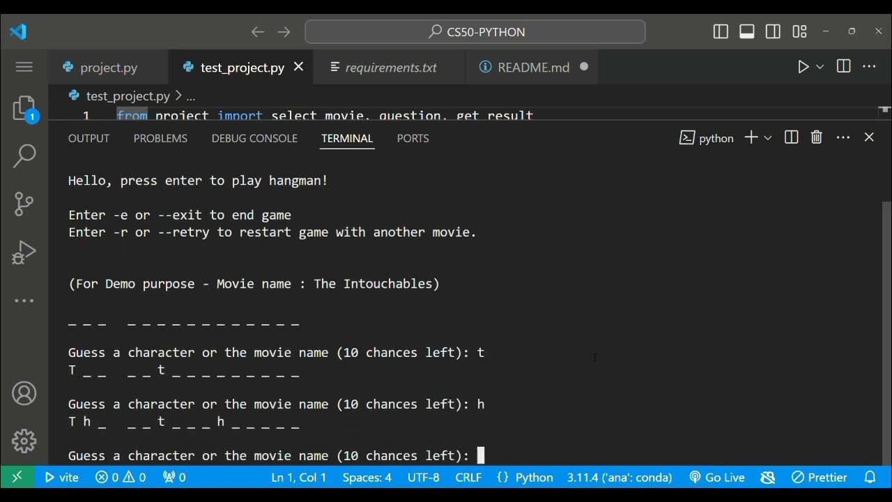 CS50 PYTHON HANGMAN FINAL PROJECT - YouTube