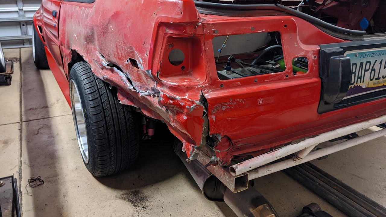 AE86 Drift CRASH Quarter Panel repair and OVERFENDER Install Part 1 ...