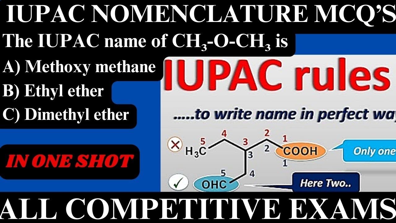 IUPAC Nomenclature of Organic Chemistry MCQ’S 1 | IUPAC Nomenclature ...