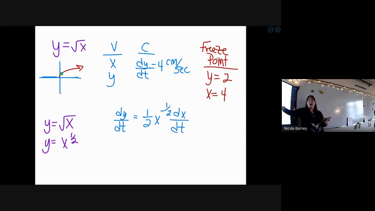 AP Calculus Related Rates 3-6 #19 y=sqrtx - YouTube