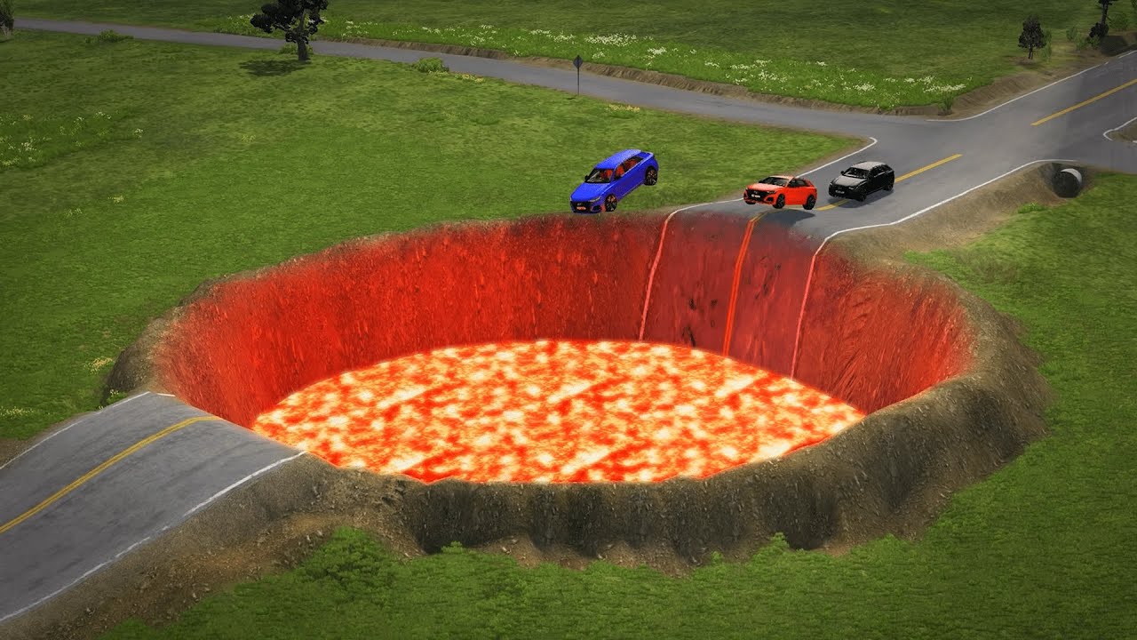 CARS VS LAVA... - BeamNG.drive - YouTube