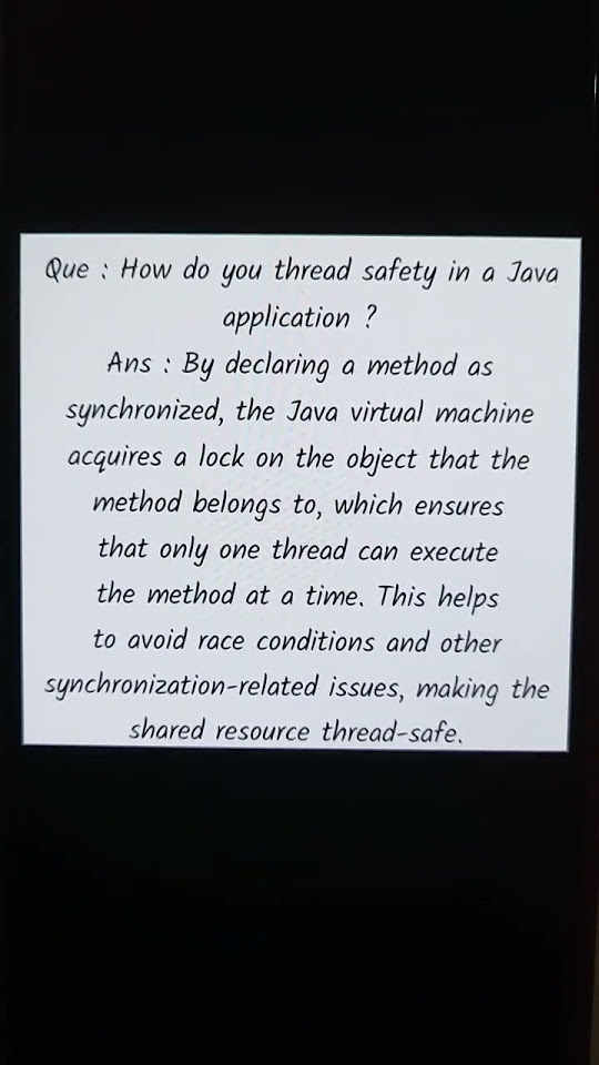How do you thread safety in a Java application?#java #javainterviewquestions #interviewquestions ...
