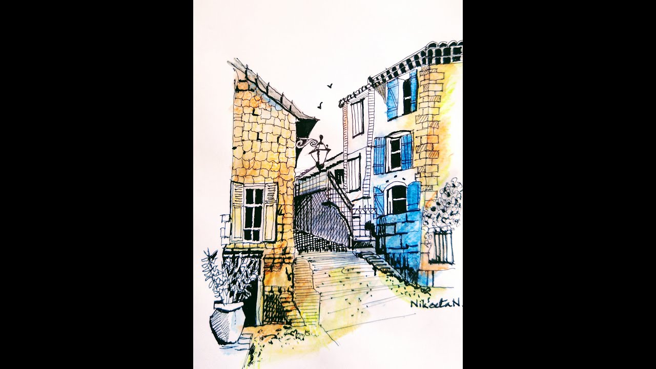 Learn how to draw & paint a streetscape. - YouTube