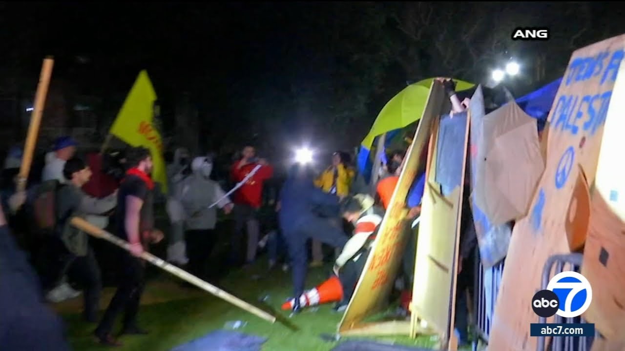 Violent clashes break out at UCLA. Here's the latest - YouTube