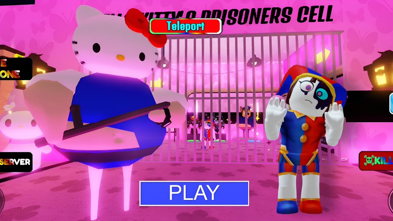 [🏭NEW!] HELLO KITTY'S BARRY PRISON RUN [ POMNI 🆚 HELLO KITTY ] #roblox ...