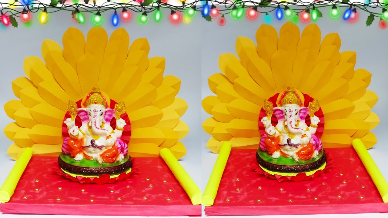 Diy ganpati decoration ideas|easy ganpati decoration craft|best ganpati ...