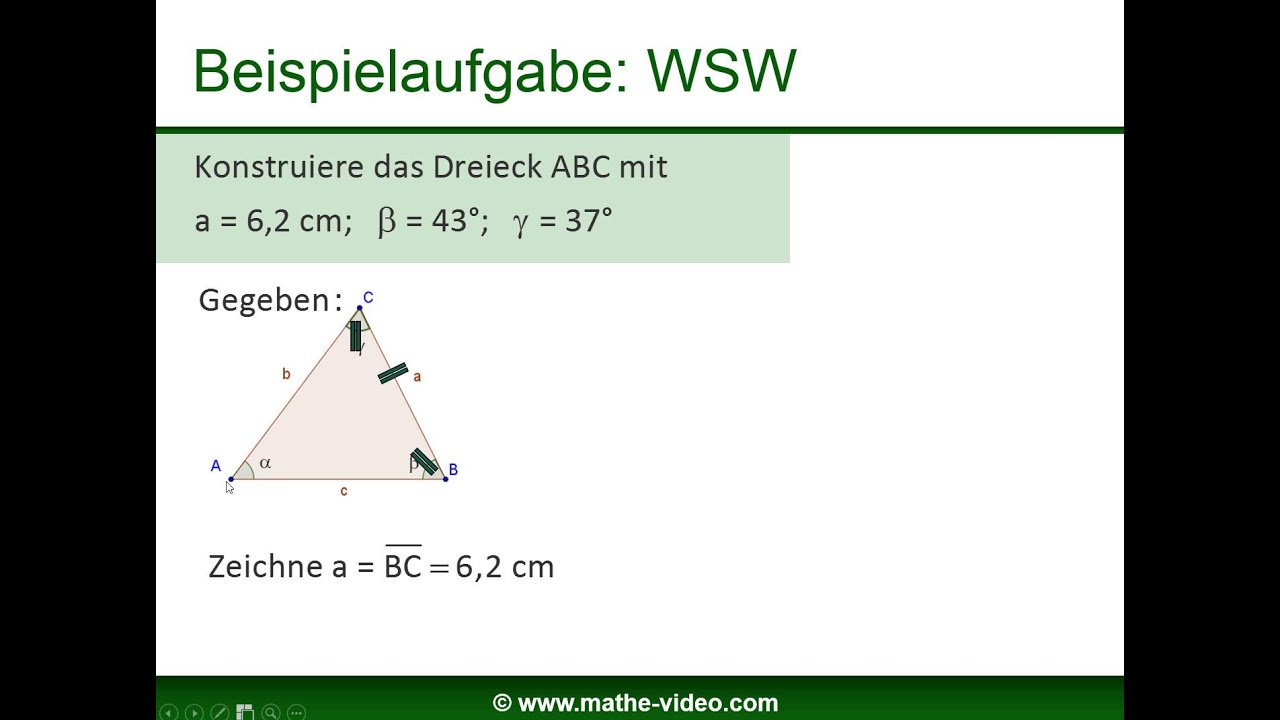 Dreiecke konstruieren - Kongruenzsatz WSW - YouTube