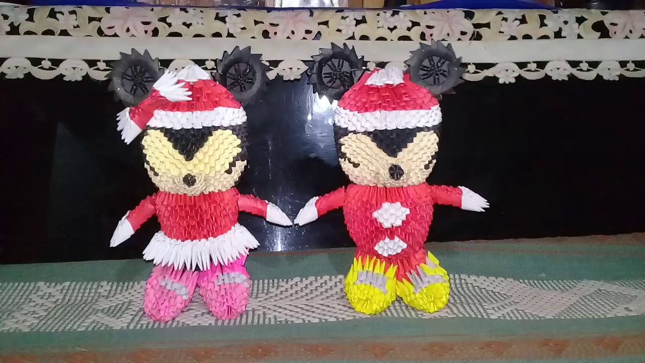 Mikey y minnie mouse origami 3d - YouTube