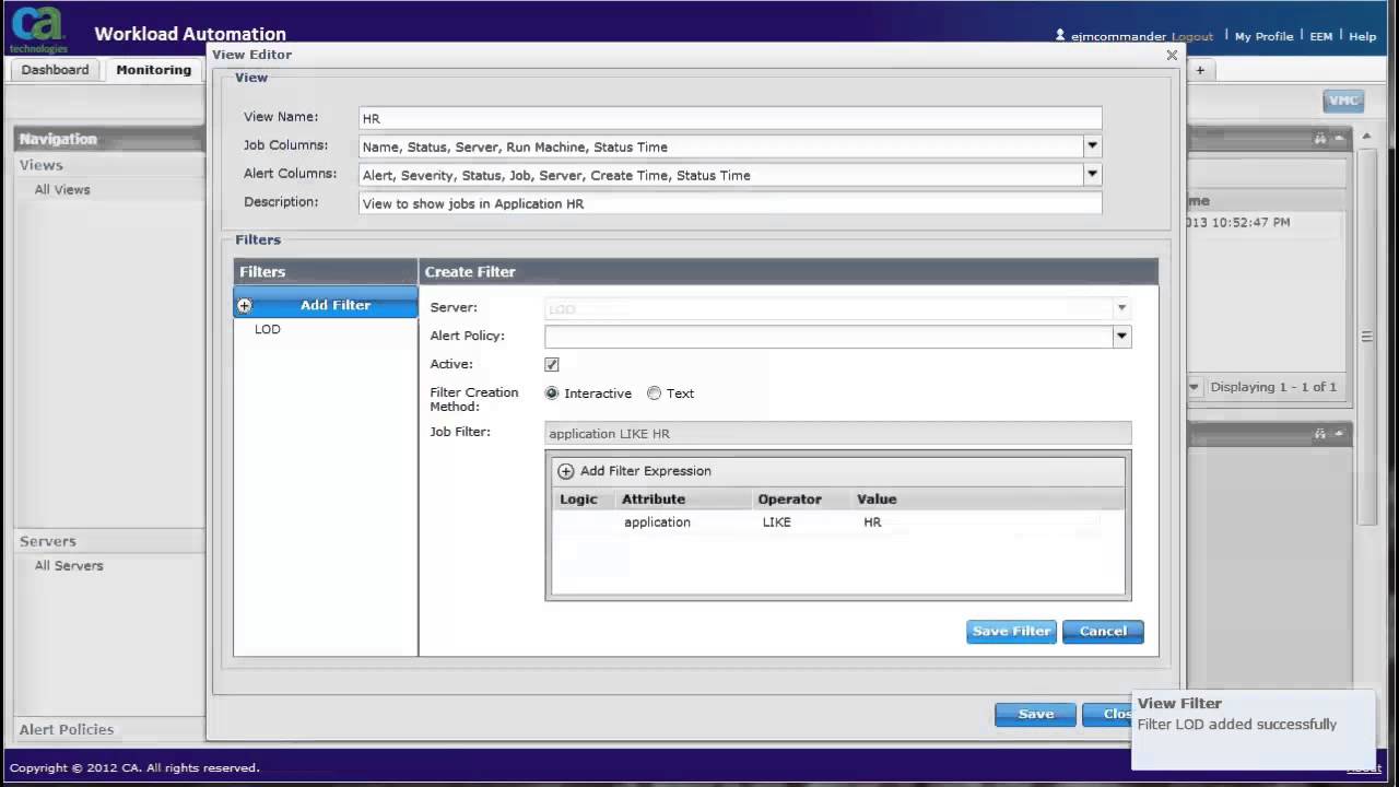 How to create a view in WCC to show jobs in an application - YouTube