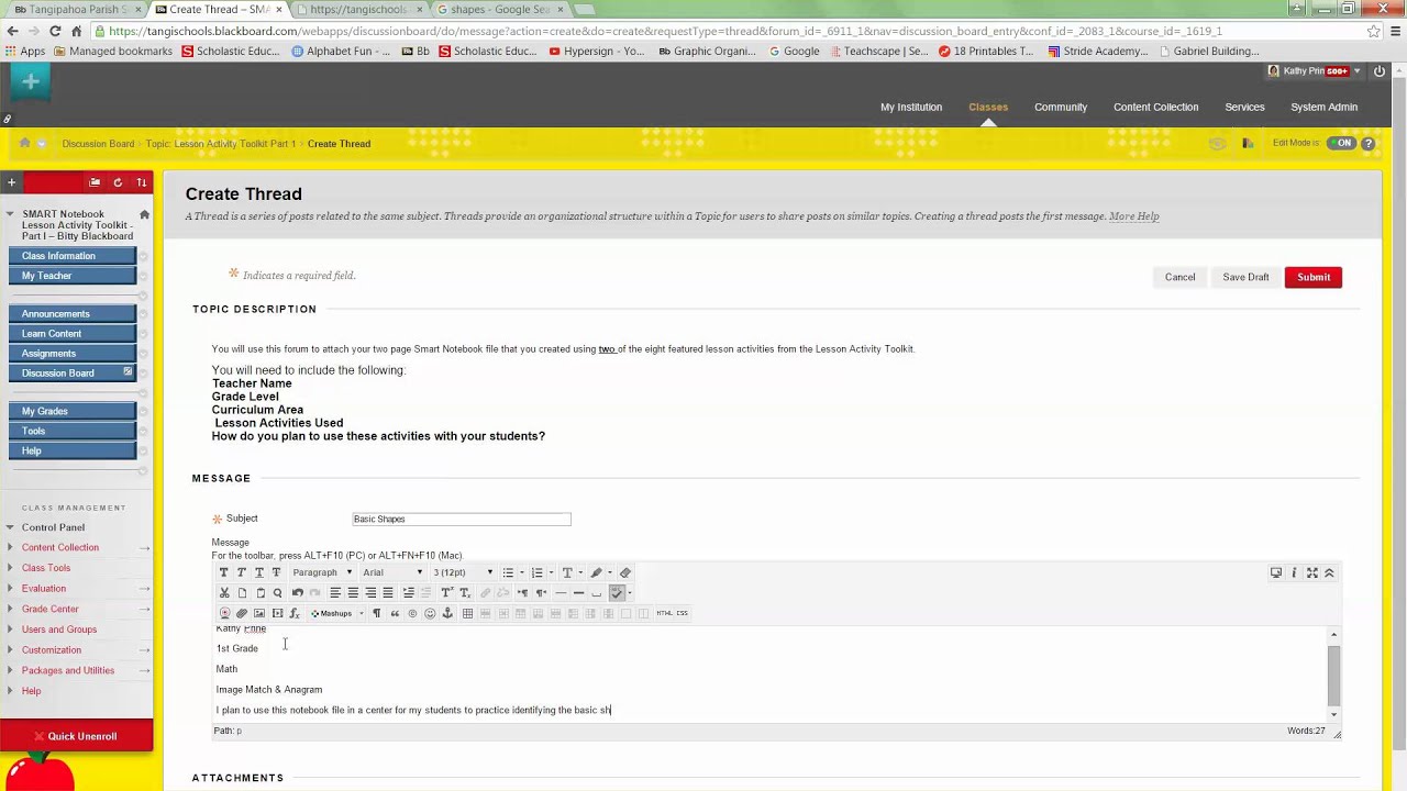 Attaching a Smart Notebook File in Discussion Board - YouTube