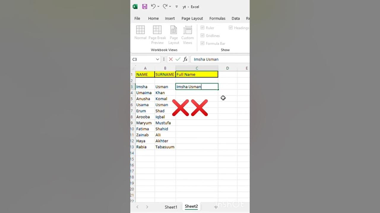 Fill Full Name Through Short Keys Excel Exceltips Exceltricks Exceltutorial Excelformula