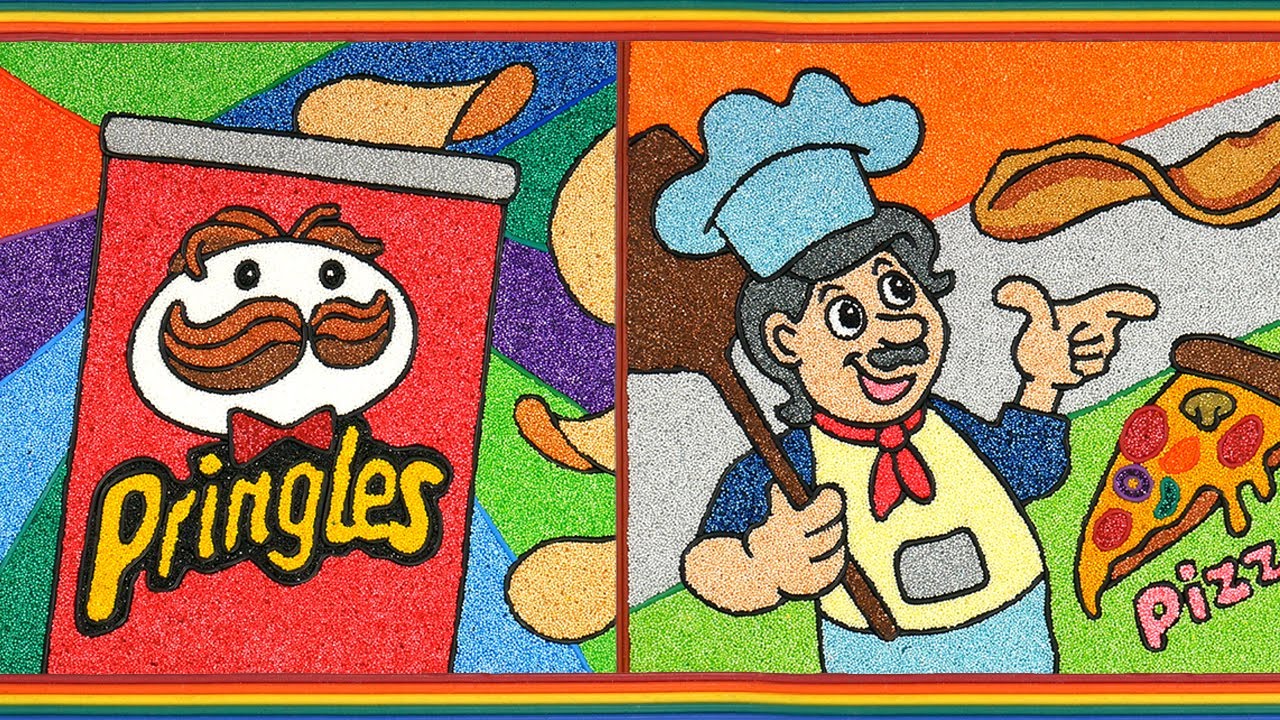 Snack Pringles Coloring, Painting Pizza chef with Foam clay for Kids ...