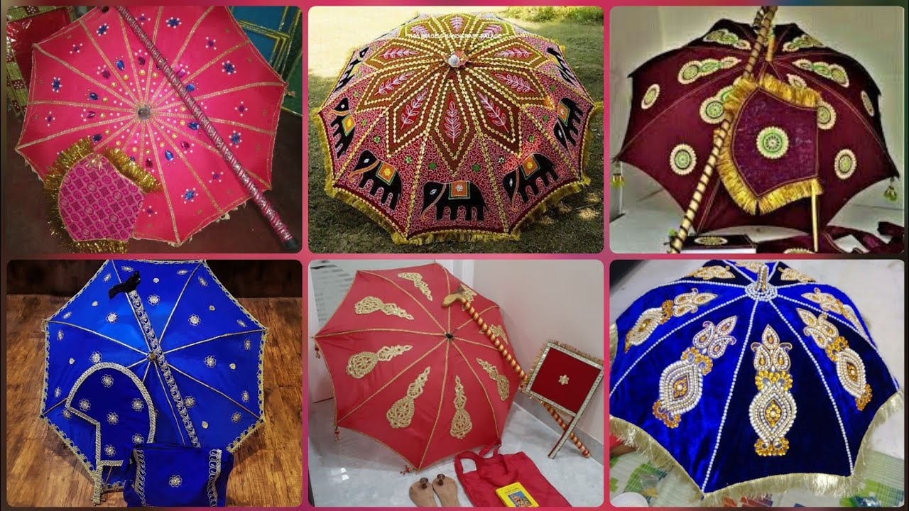 Indian wedding traditional decorated umbrellas for kasi yatra ...