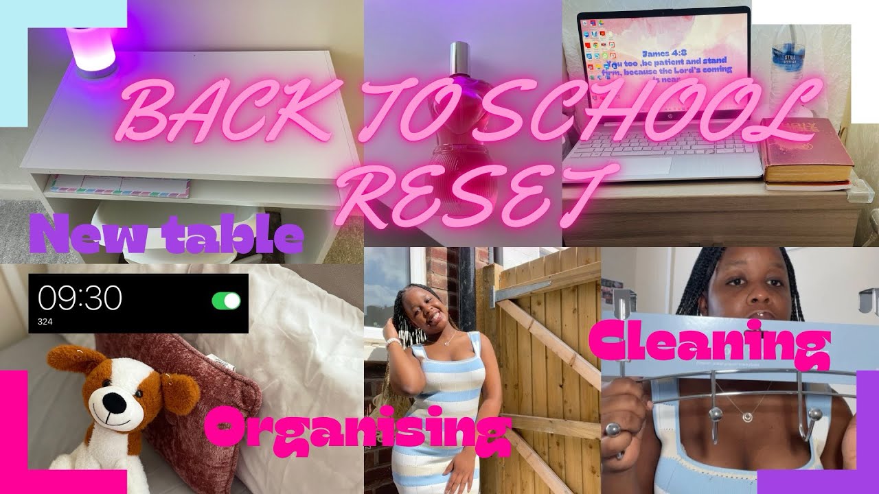 Back to school reset📚 //organising/new table 🌸/cleaning 🩵 - YouTube