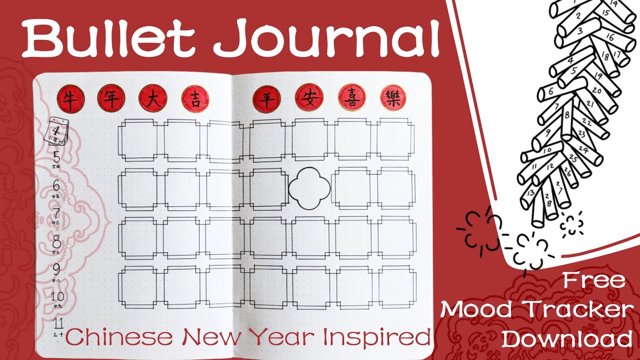 Plan With Me | Chinese New Year Inspired Bullet Journal Layout - YouTube