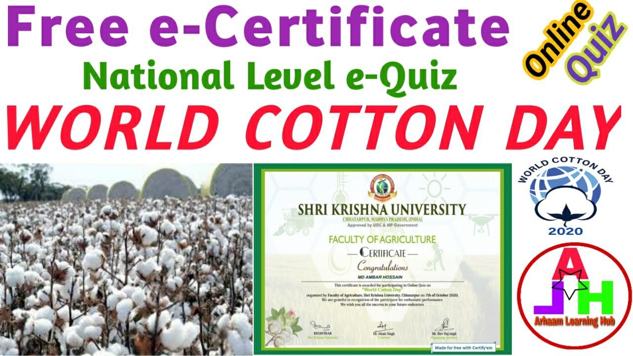 World Cotton Day Quiz | National Level E-Quiz on World Cotton Day ...