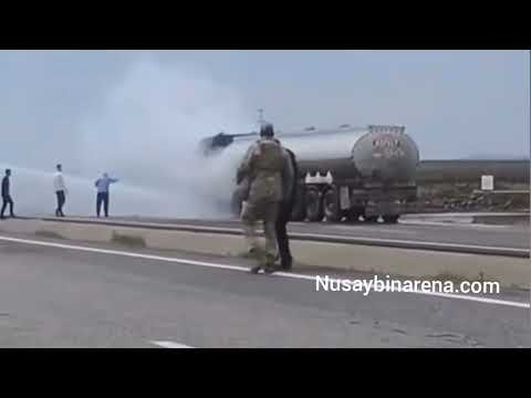 Cizre-Nusaybin İpekyolu'nda seyir halindeki akaryakıt tankeri alev aldı