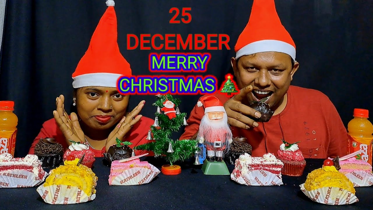 merry christmas 🎅 🎄 cake eating challenge || 25 December || big bites ...