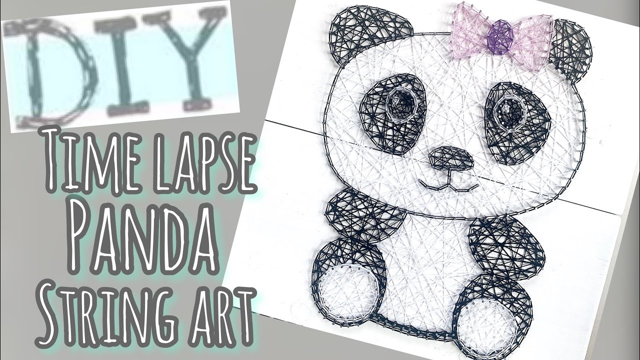 HOW TO MAKE DIY PANDA STRING-ART 🐼 time lapse string art - YouTube