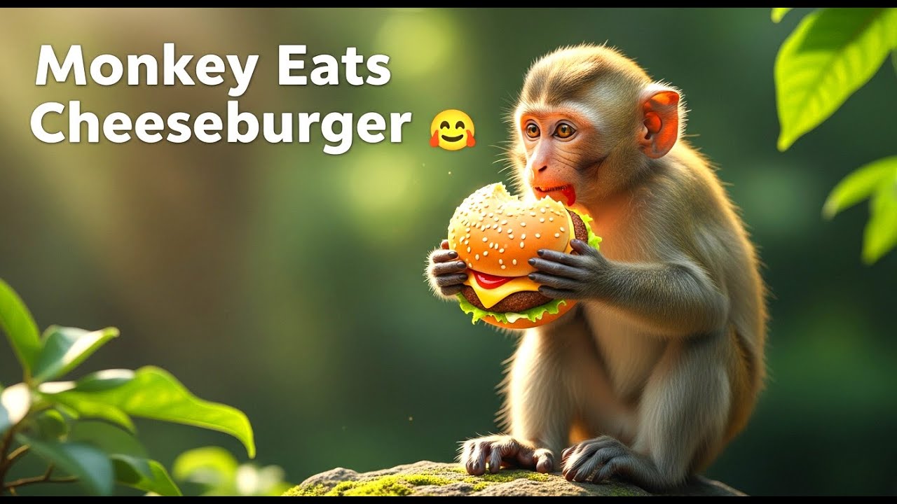 Monkey Eats Cheeseburger – Cute Reaction & Jungle ASMR #asmr # ...