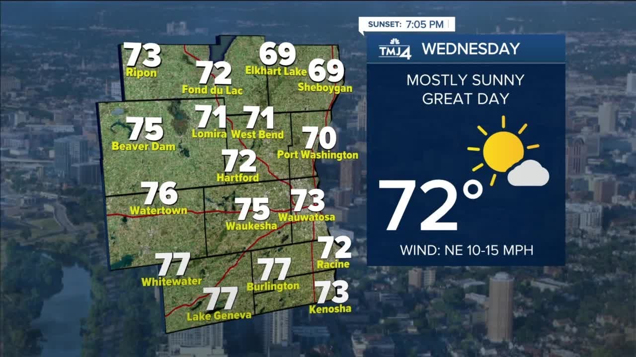 Southeast Wisconsin weather: Sunny Wednesday with highs near 70 - YouTube
