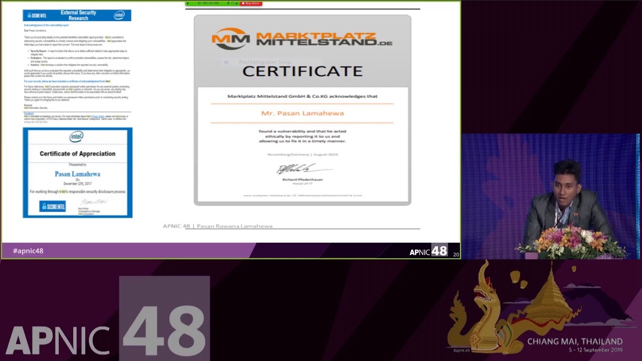 APNIC 48 - APNIC FIRST Security (Session 3) - YouTube