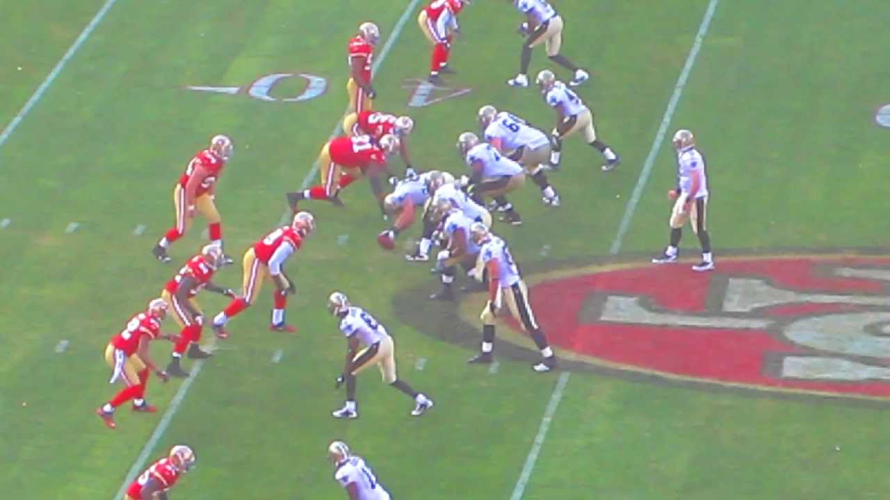 SF 49ers Justin Smith sacks Drew Brees - YouTube