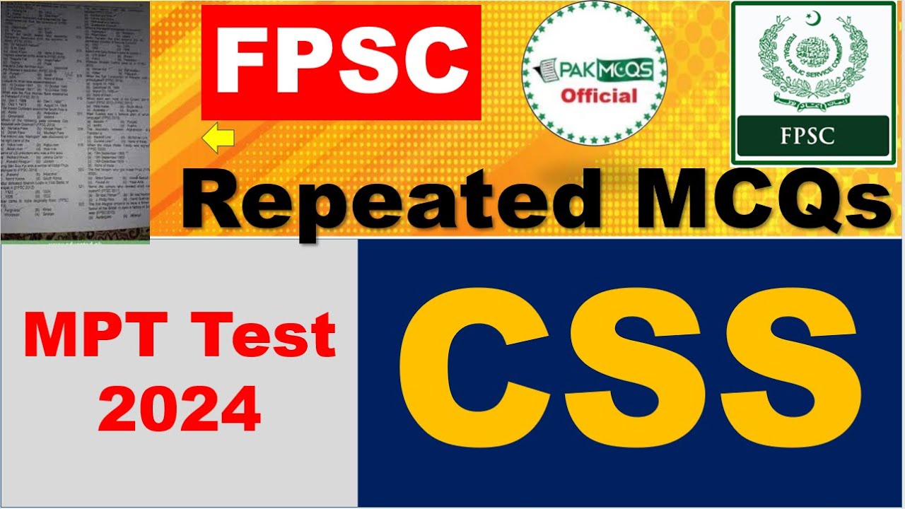 Top Repeated MCQs for FPSC CSS MPT test (Must watch) - YouTube