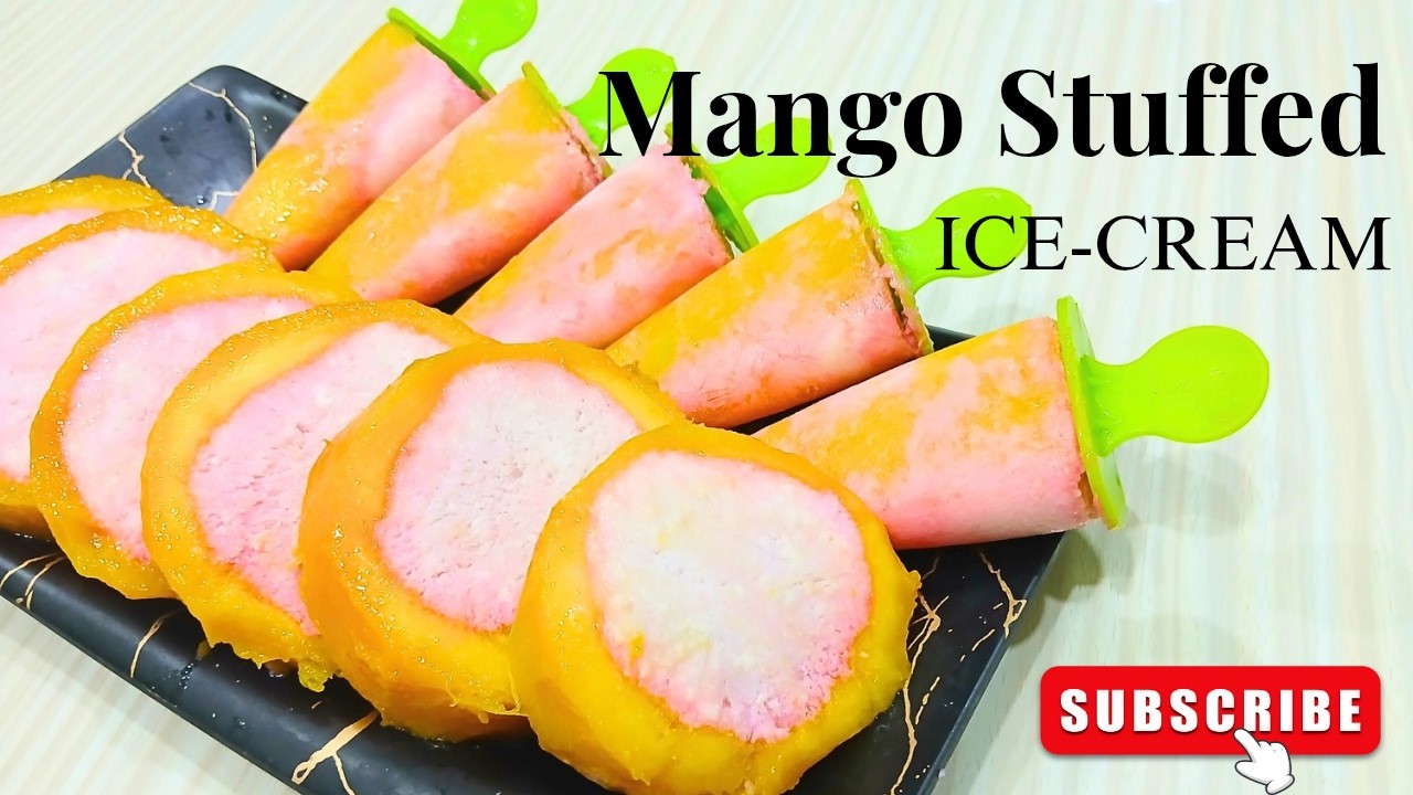 Only 3 Ingredients! Mango Stuffed with Delicious Pink Ice Cream | Mango ...