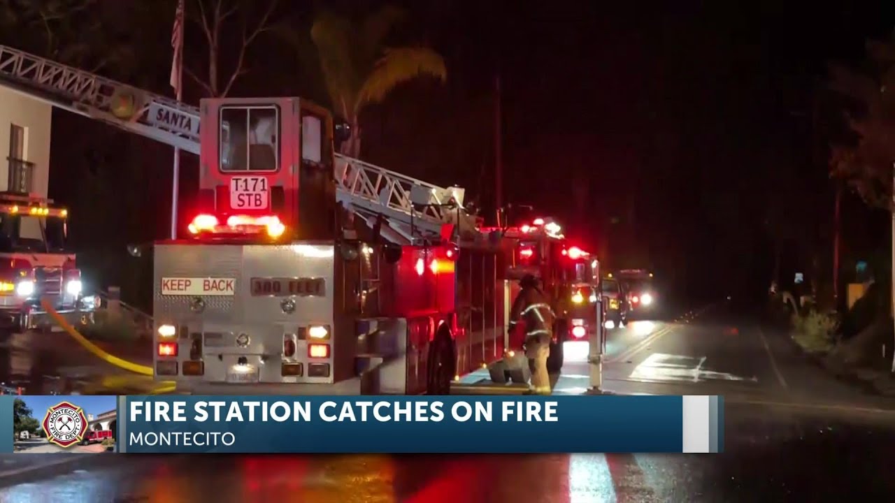 Firefighters extinguish fire at Montecito Fire Station - YouTube