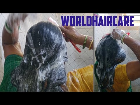 How To Heavy Shampoo Washing | Shampoo Wet Hair Combing | Shiny Hair ...