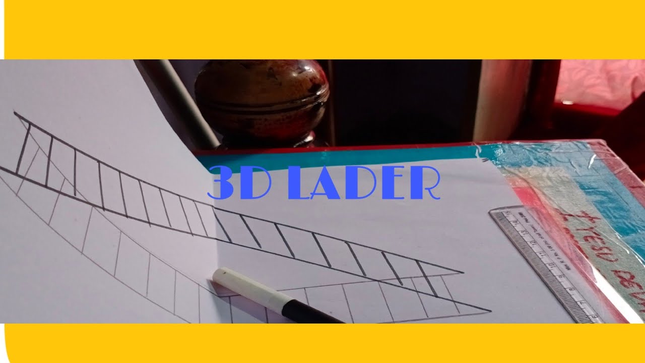 How to draw simple 3d lader drawing - YouTube