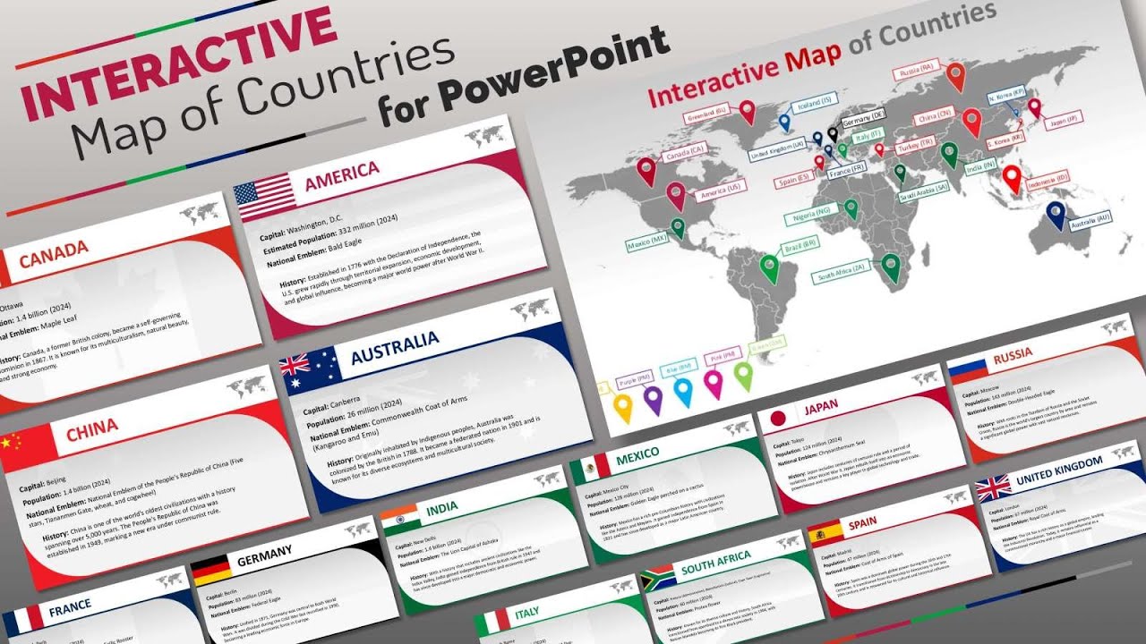 Interactive World Map PowerPoint Template - Clickable Countries with Detailed Slides! - YouTube