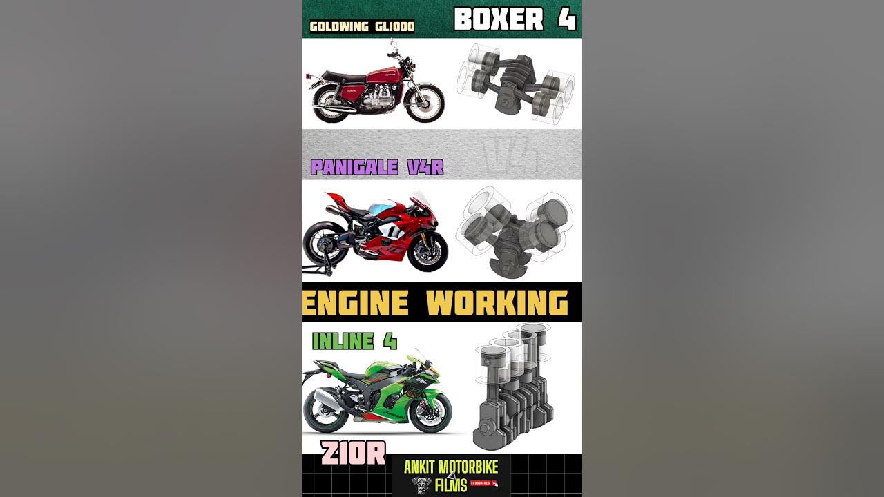 Boxer 4 vs V4 vs inline 4 engine working & sound #enginework #v4 #sound ...