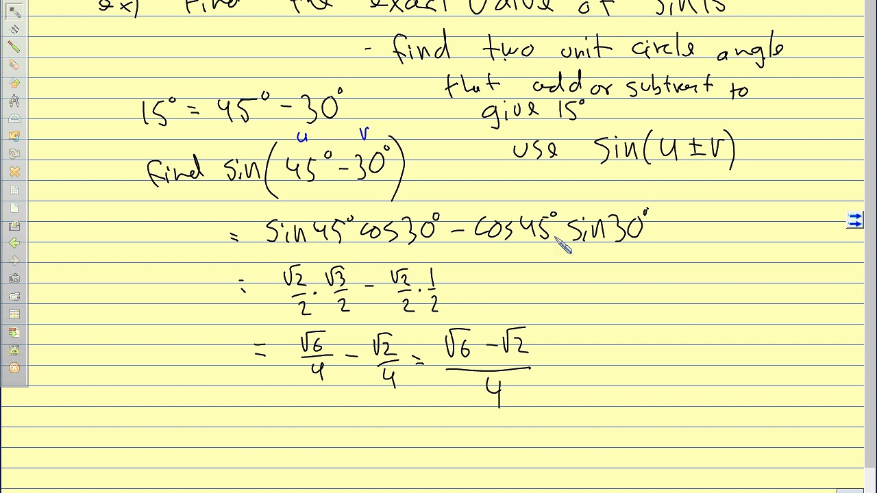 Adv Pre Calc 2017 5.4 Sum and Difference Formulas - YouTube