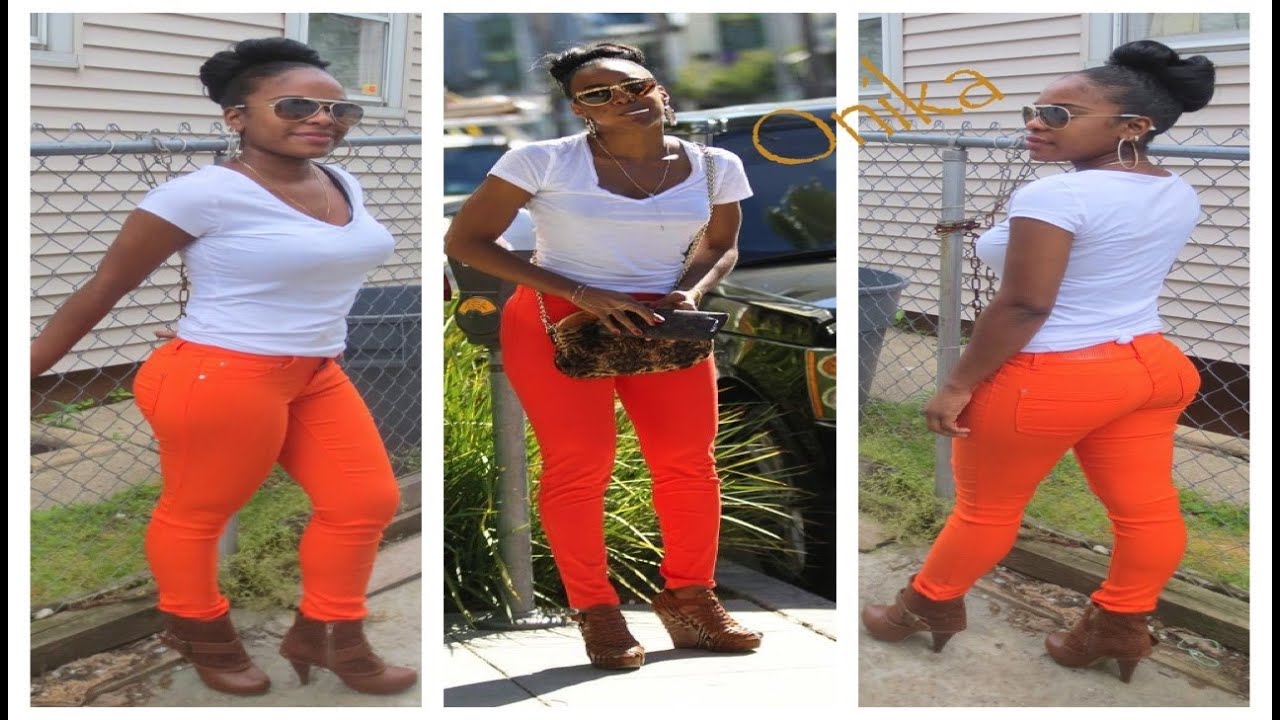 LOOK FOR LESS | Kelly Rowland Inspired Orange Pants :) - YouTube