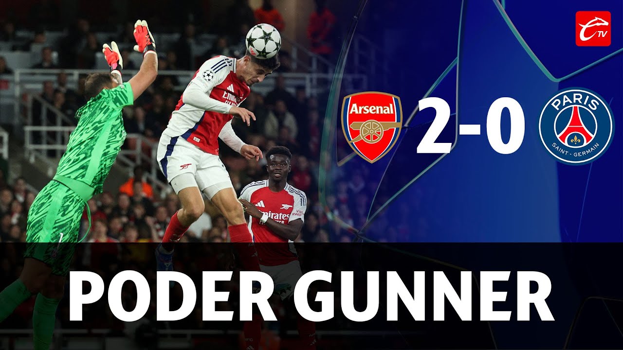 RESUMEN: ARSENAL 2-0 PSG | CHAMPIONS LEAGUE 2024 | JORNADA 2 | CALIENTE TV 🛑 - YouTube