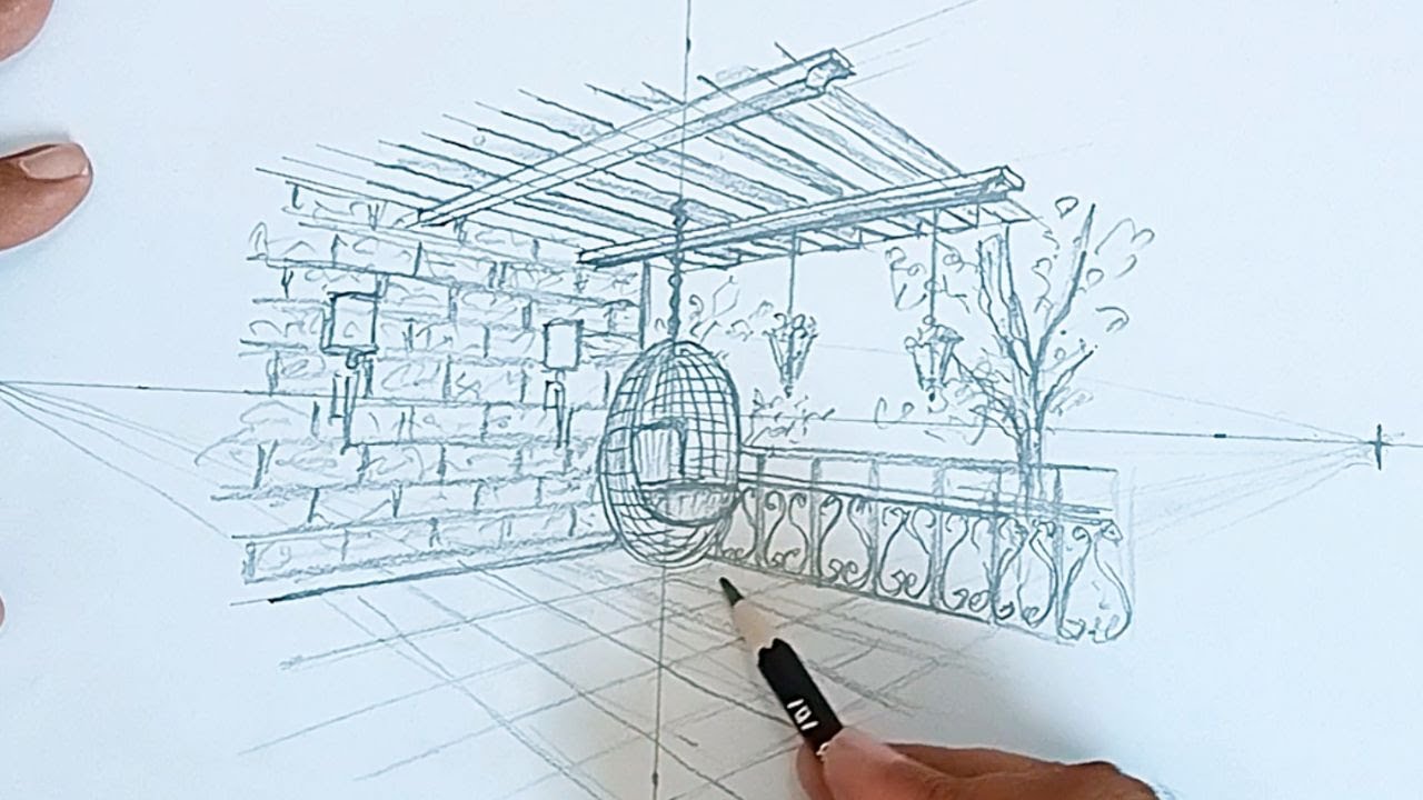 Sketch Terrace Design Fast Version | Using Two Point Perspective - YouTube