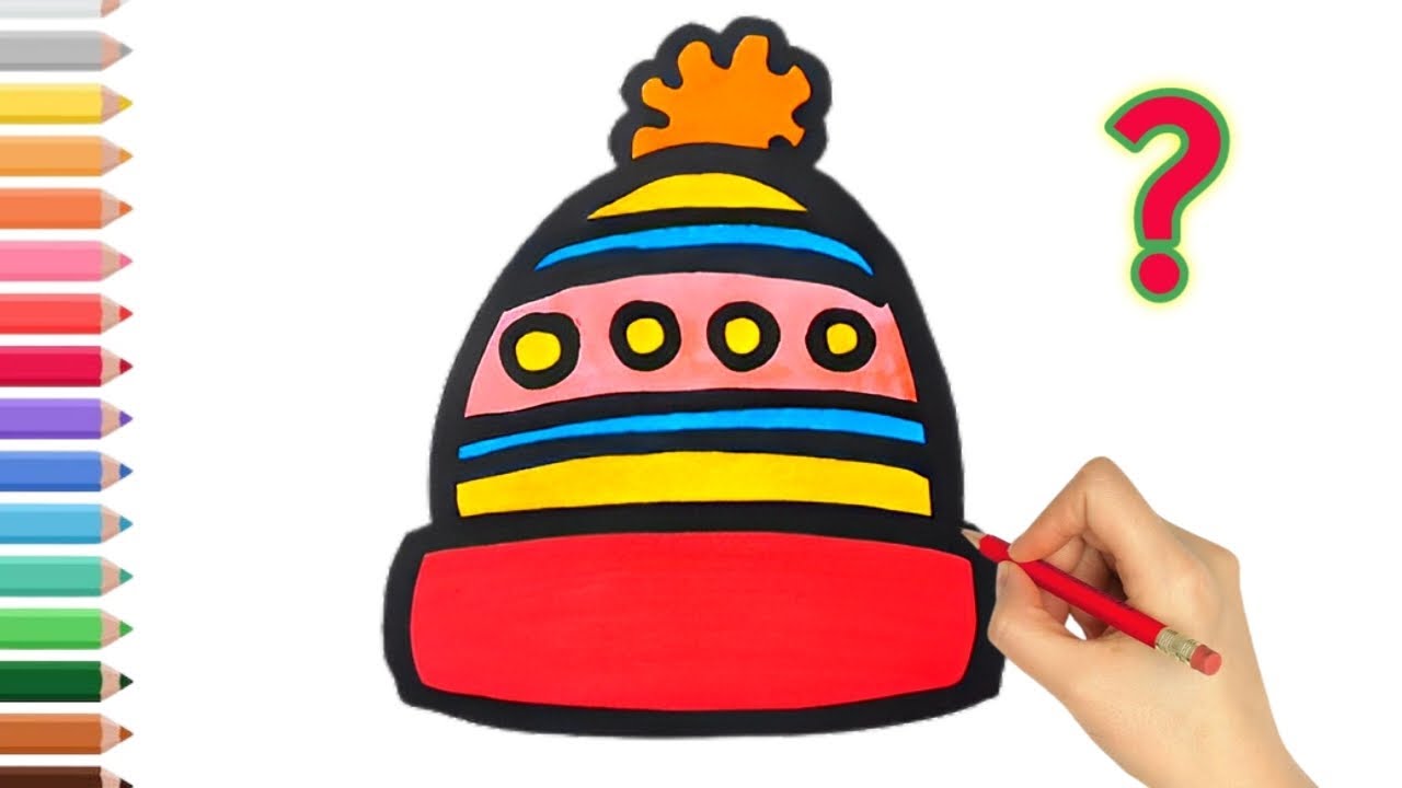 How to draw Winter Cap Art | easy drawing for kids | learn coloring ...