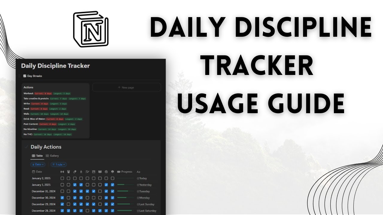Daily Discipline Tracker Usage Guide - YouTube