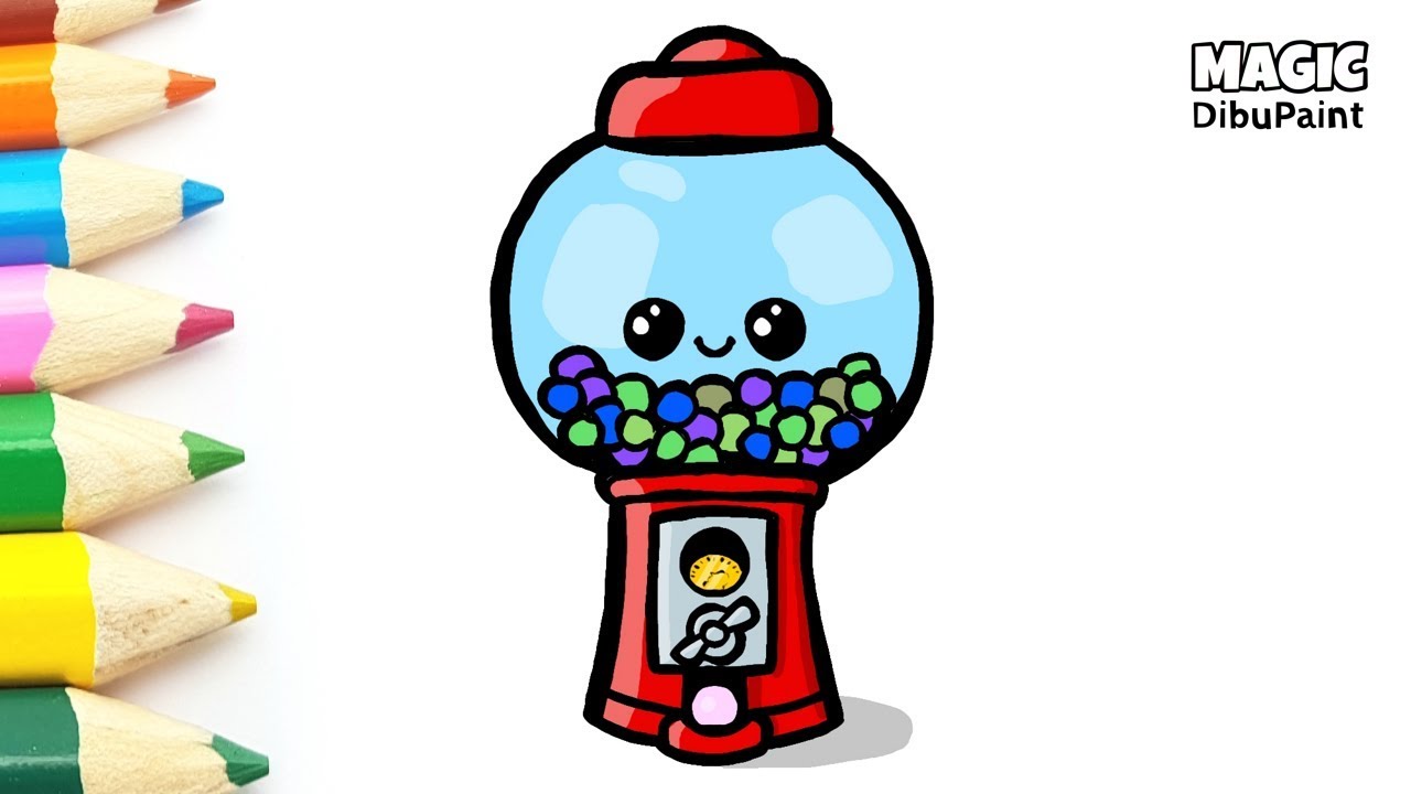 Dibujo Maquina chicles KAWAII | Dibujos Kawaii paso a paso - YouTube
