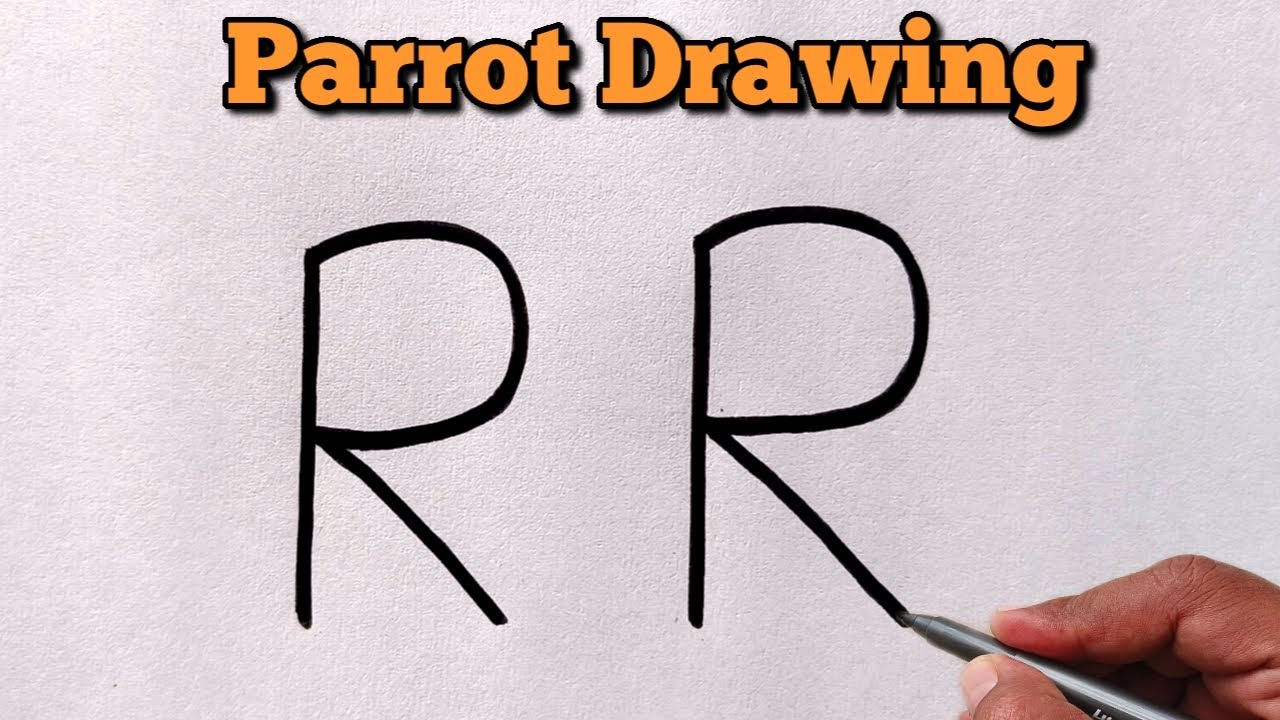 Parrot Drawing | How to draw parrot drawing from letter R | parrot ...