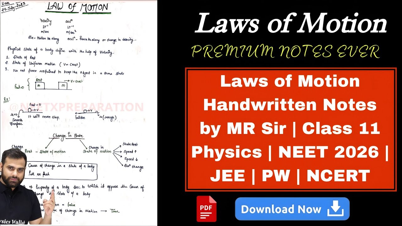 Laws of Motion Handwritten Notes by MR Sir | Class 11 Physics | NEET ...