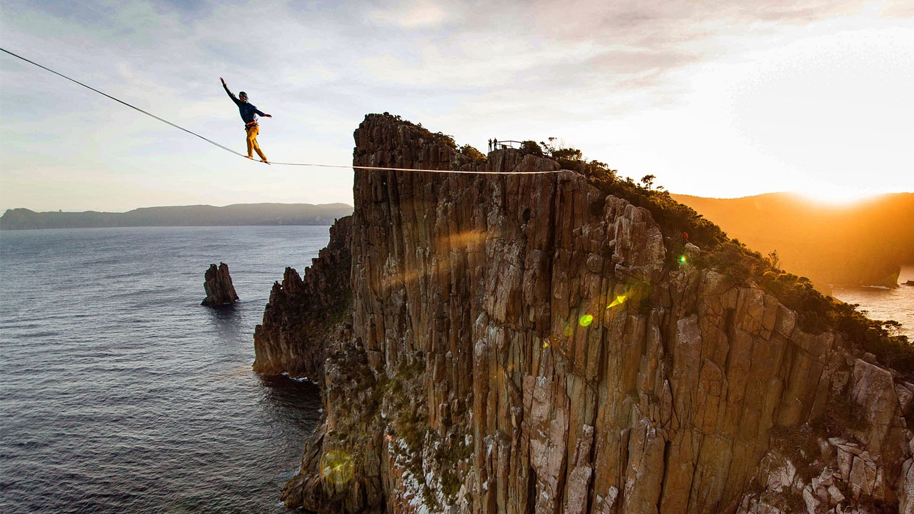 Incredible Highline 400m Above Crashing Water - YouTube