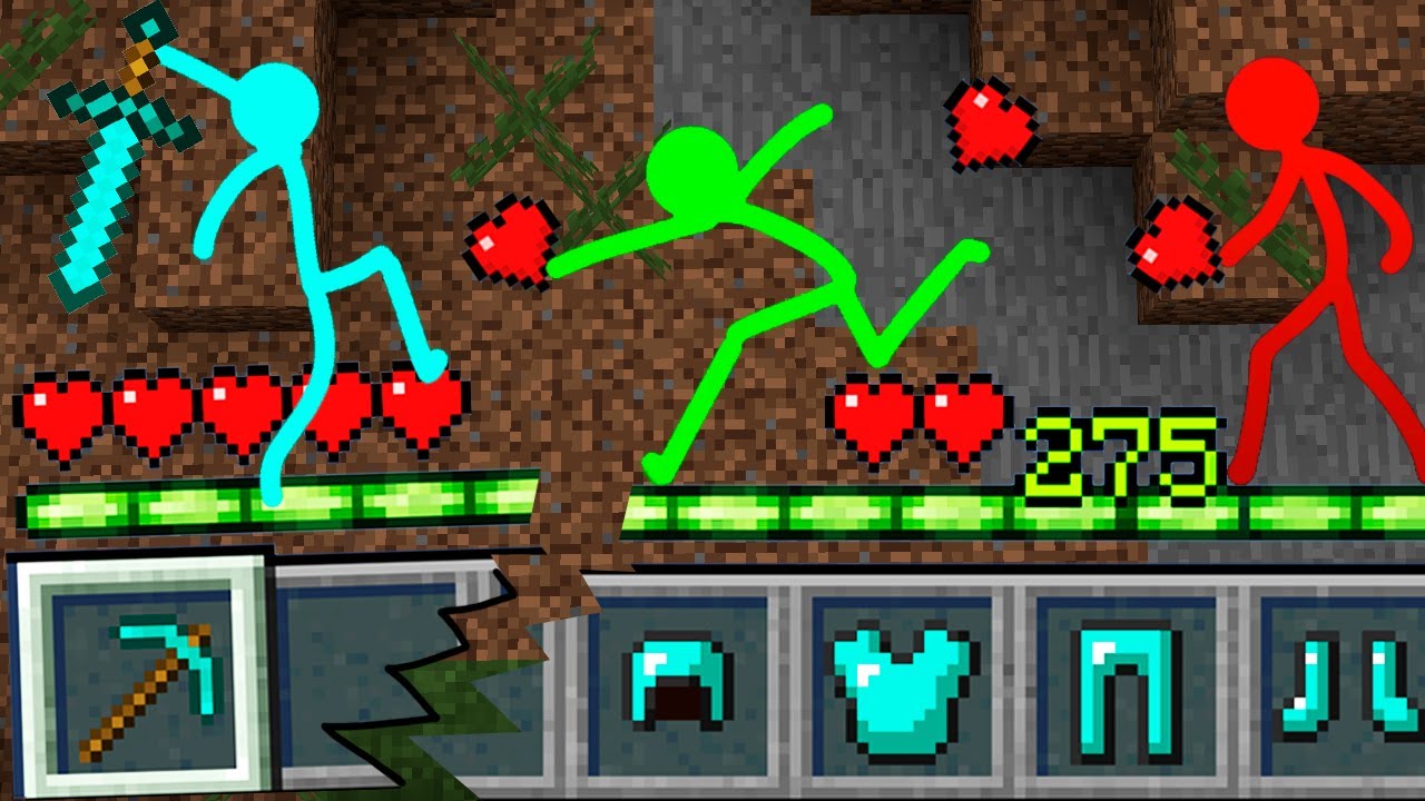 Stickman vs Minecraft DIAMOND STICKMAN INVENTORY | Animation vs ...